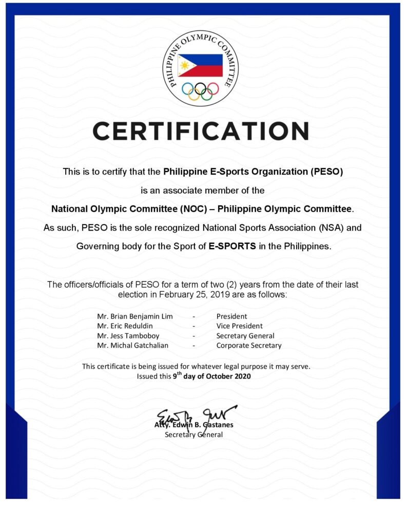 POC formalizes PESO as the governing body of Esports in PH - The Reimaru Files