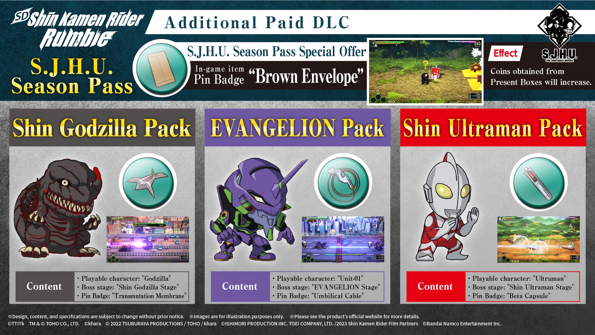 SD Shin Kamen Rider Rumble Gets Additional DLCs Featuring Godzilla, Ultraman and Evangelion ...